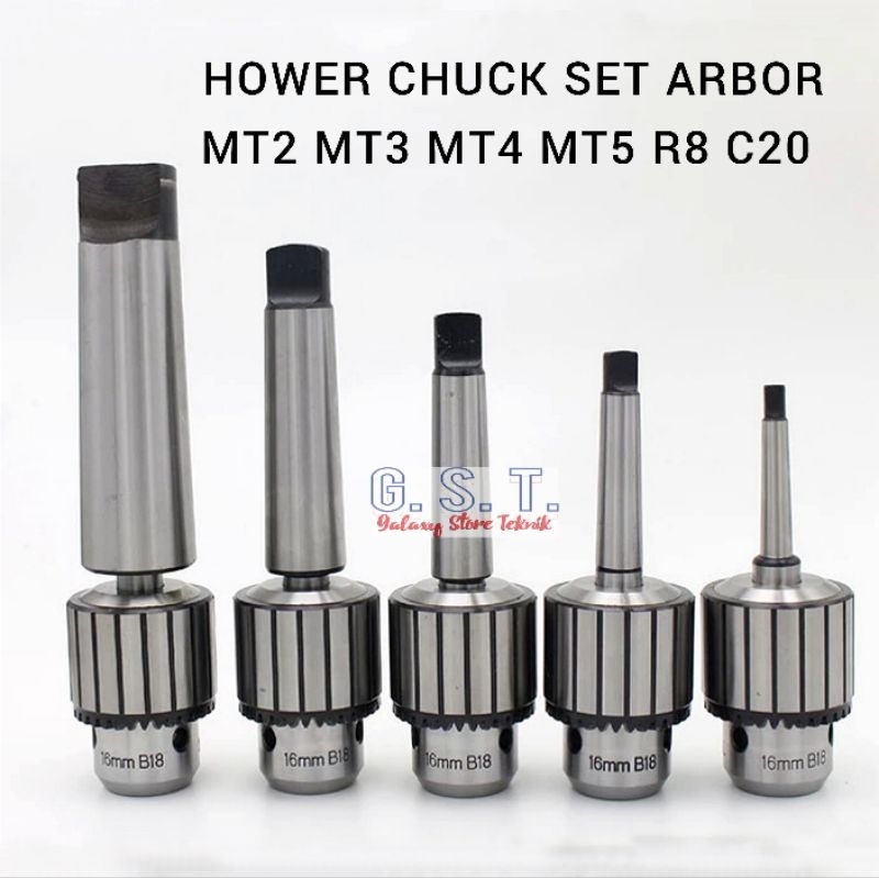 Jual Chuck Drill Hower Chuck Kepala Bor 3-16mm TOKIWA Set Arbor MT2 MT3 MT4 MT5 C20 R8 | Shopee ...