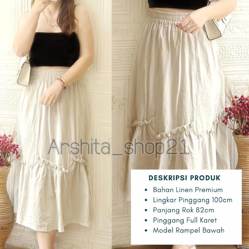 Jual BAWAHAN WANITA ATAU ROK WANITA MODEL RAMPEL BAWAH BAHAN LINEN ...
