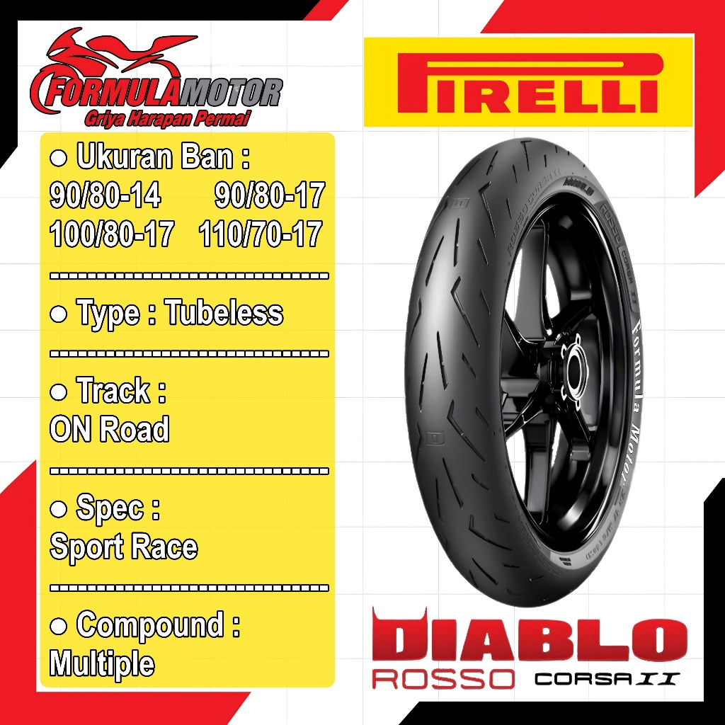 Jual Pirelli Diablo Rosso Corsa 2 Tubeless All Size (Racing Profil Donat) Ban Tubles Motor Balap ...