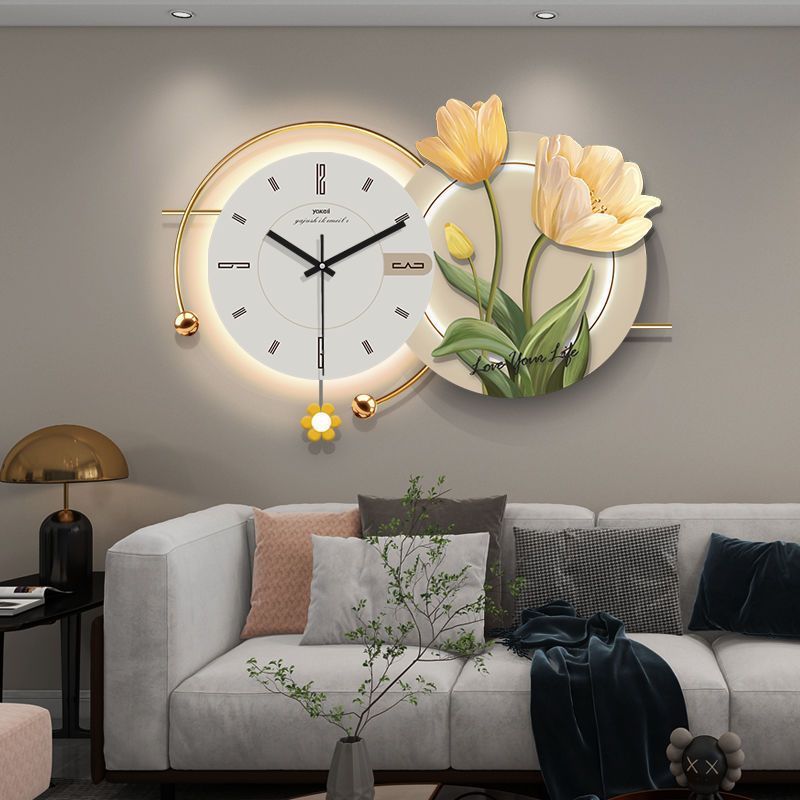 Jual Jam Dinding LED Modern Mewah / Jam Dinding Ruang Tamu Nuansa Bunga ...
