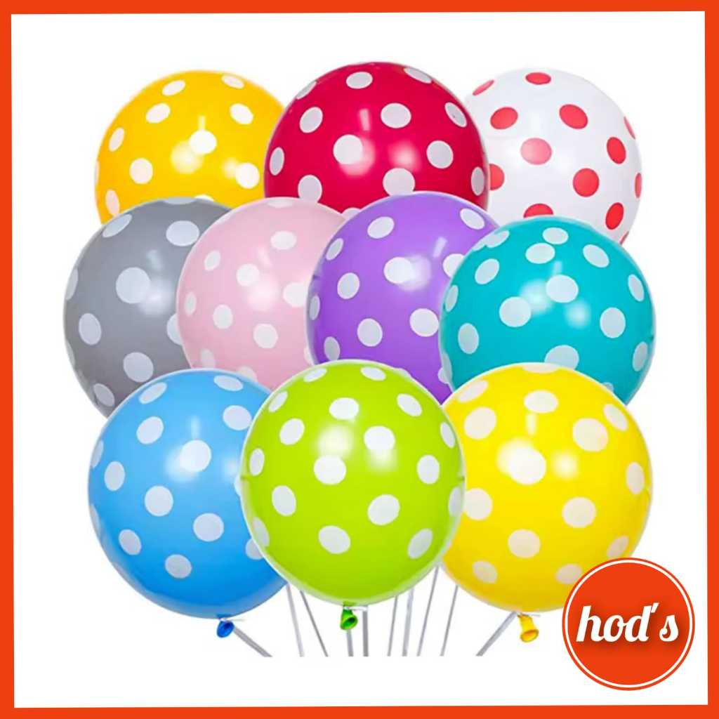 Jual Balon Karet Latex Polkadot 12 inch Ballon Baloon Per 1 Pcs Warna ...