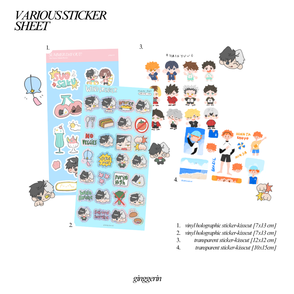 Jual [HAIKYUU DAN WIND BREAKER] sticker sheets by ginggerin | Shopee ...