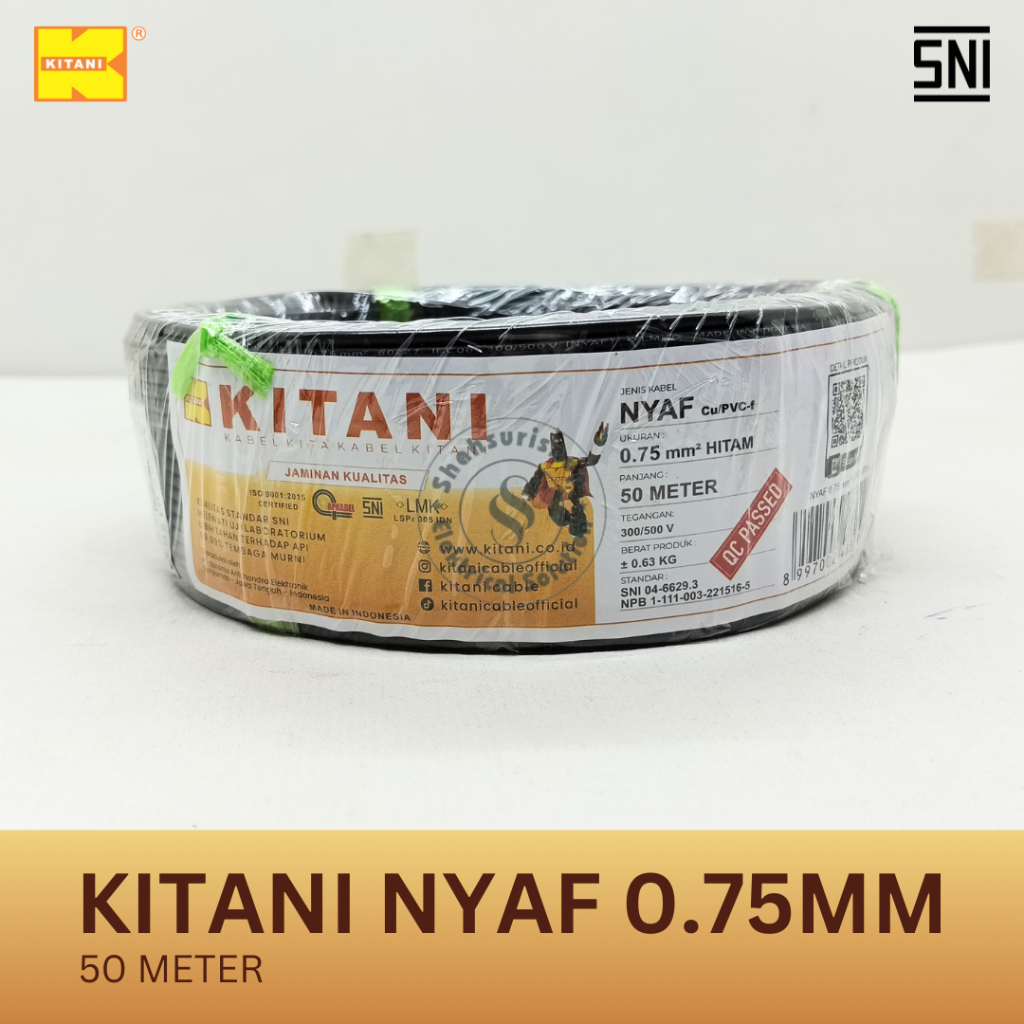 Jual KITANI KABEL NYAF KABEL TEMBAGA SERABUT 0.75 MM BULAT ROLLAN HITAM BIRU MERAH 50M 50 M ...