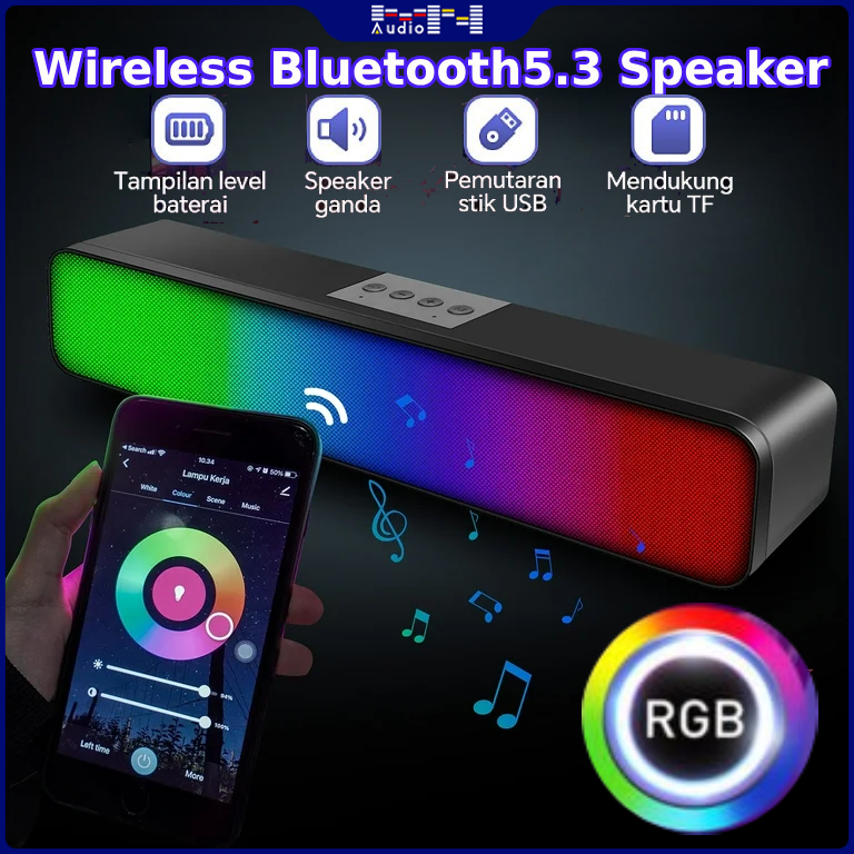 Jual Speaker Bluetooth Soundbar TV PC BASS Speker Pemutar Musik Aktif Subwoofer Bar Speaker ...