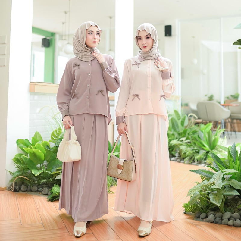 Jual Rereyshop Nasya One Set (Top+Rok) Ribbon Top Lucu - Rok daily ...