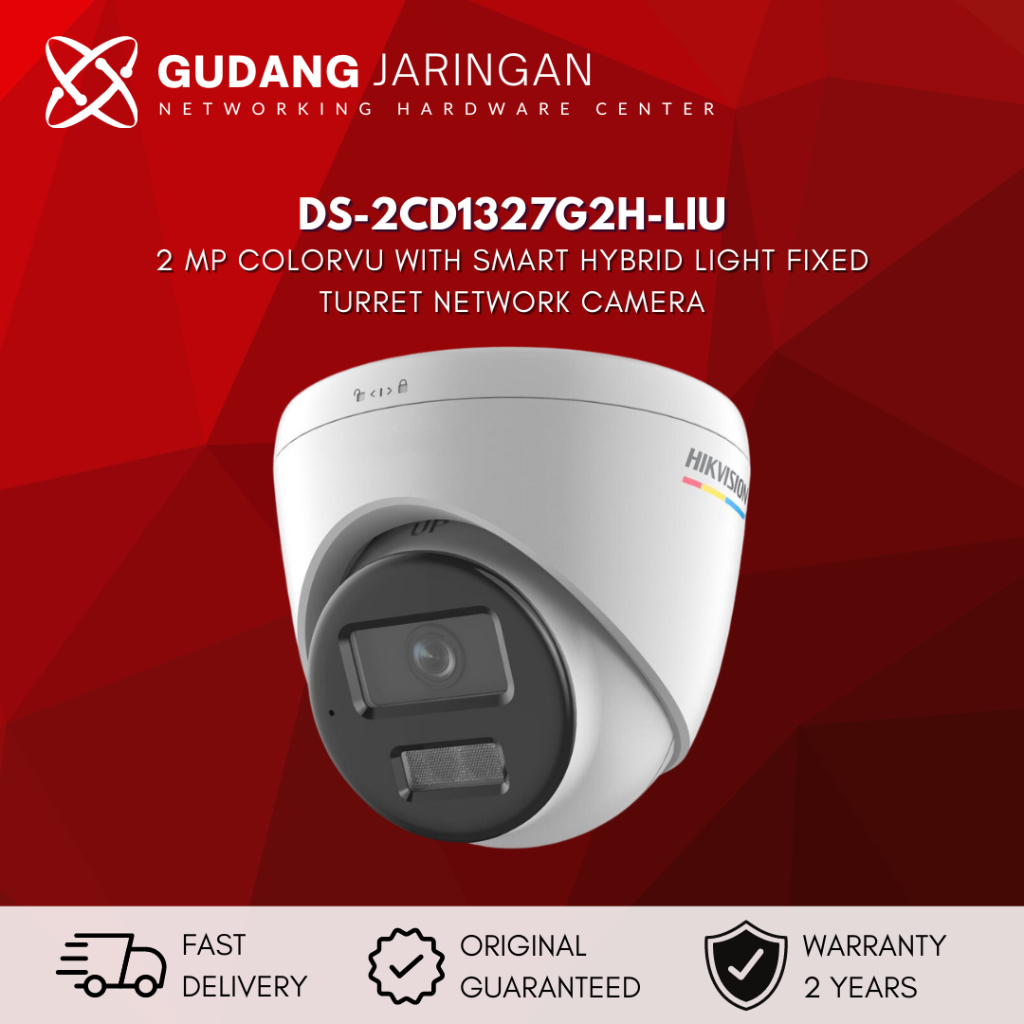 Jual HIKVISION DS-2CD1327G2H-LIU 2 MP ColorVu with Smart Hybrid Light Fixed Turret Network ...
