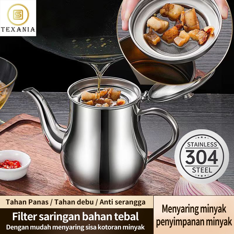 Jual SUPER HEMAT TEXANIA Oil pot Teko Saringan Teko Penyaringan Minyak 700/900ml Teko minyak ...