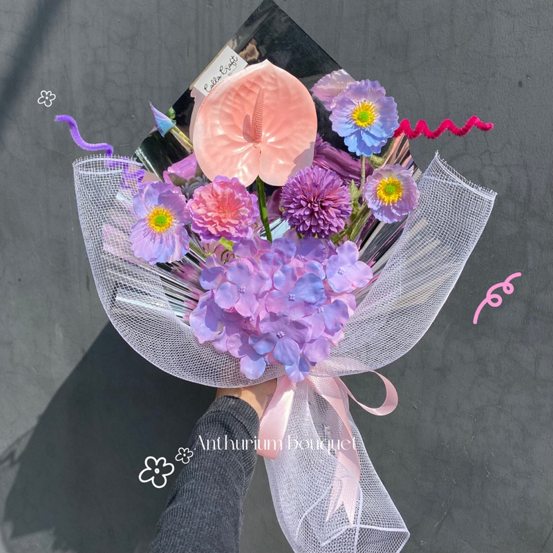 Jual Buket bunga artificial | Anthurium bouquet / Buket artificial ...