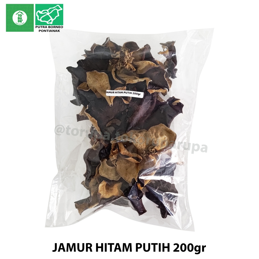 Jual Jamur Kuping Hitam Putih 200 gr / Jamur Hitam Putih Kering / White ...
