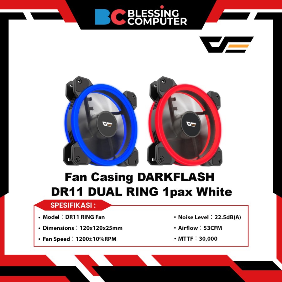 Jual Fan Casing DARKFLASH DR11 DUAL RING 1pax White LED RED | Shopee Indonesia