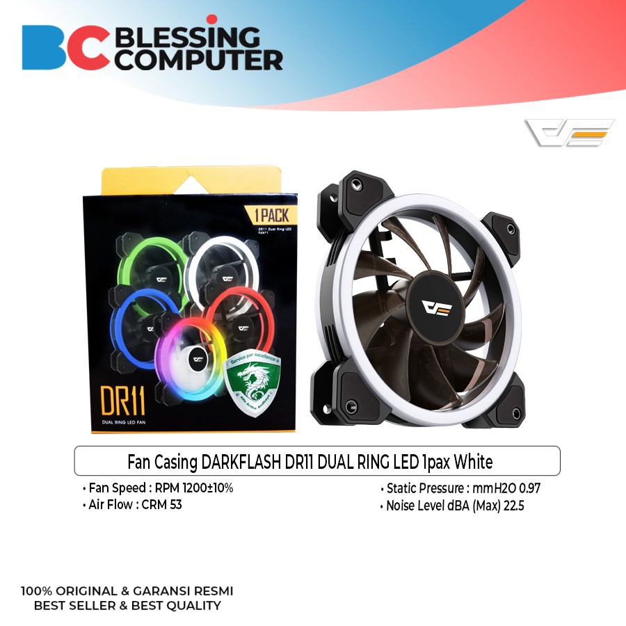 Jual Fan Casing DARKFLASH DR11 DUAL RING LED 1pax White | Shopee Indonesia