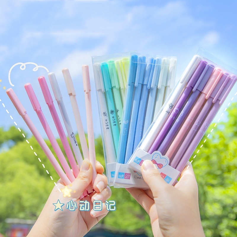 Jual 1 set 6 pcs pulpen gel warna pastel morandi color lucu cute kawai ...