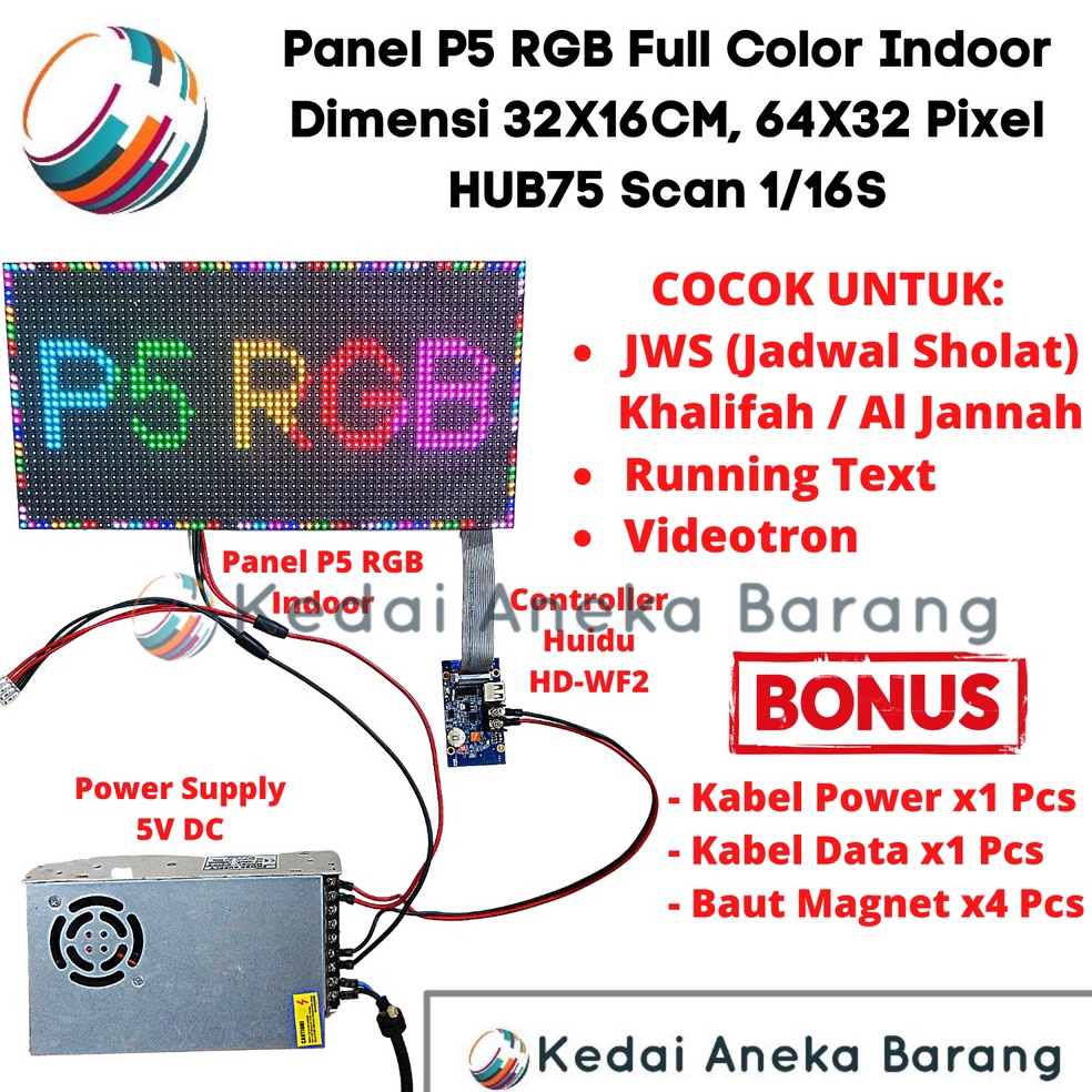 Jual Panel Module Modul LED P5 Running Text SMD RGB Full Color Indoor ...
