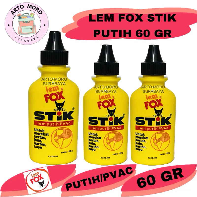Jual LEM FOX STIK PUTIH/PVAC 60GR READY STOCK SURABAYA | Shopee Indonesia