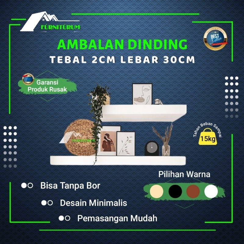 Jual Ambalan Dinding Minimalis 60 80 Lebar 30cm Tebal 2cm Hiasan Papan ...