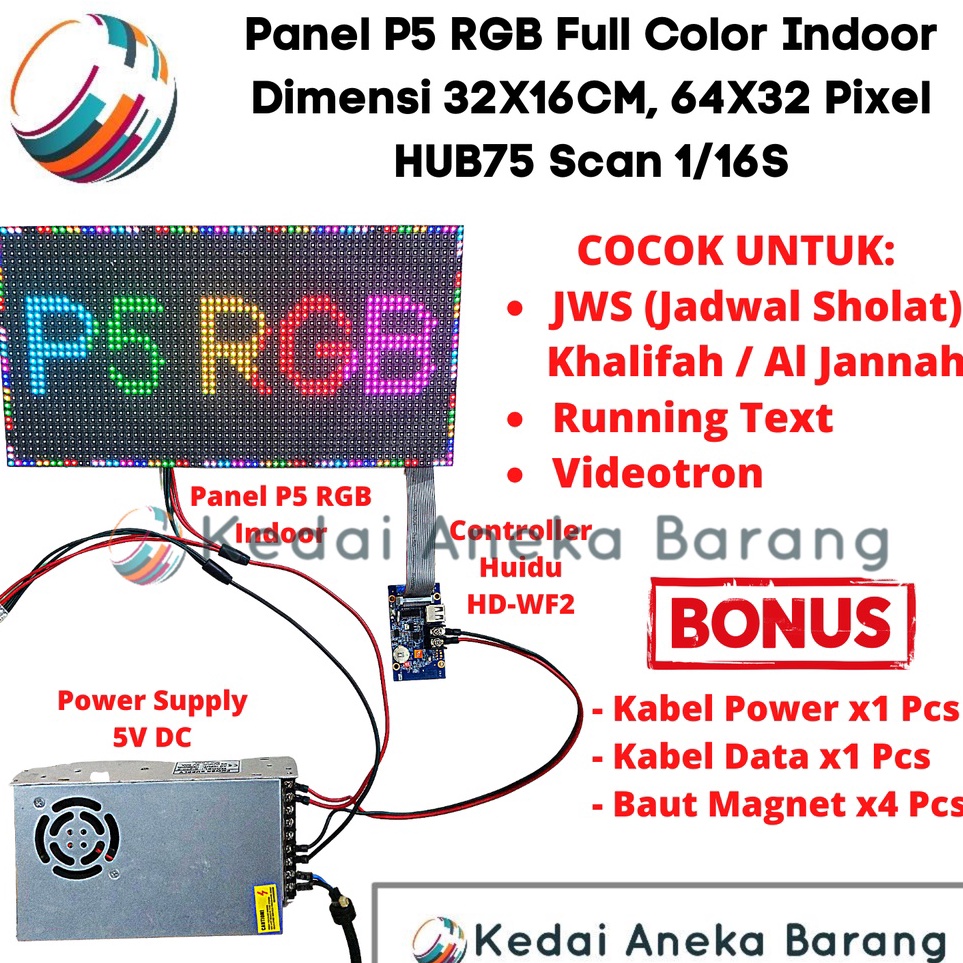 Jual KODE U87B Panel Module Modul LED P5 Running Text SMD RGB Full ...