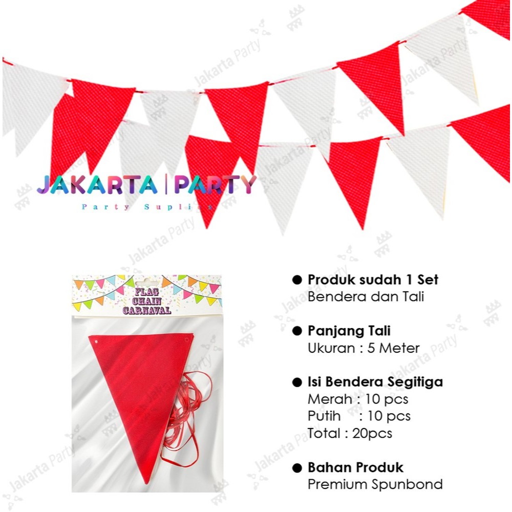 Jual Bendera Segitiga Spunbond / bunting flag HUT RI / bendera karnaval merah putih / bendera ...