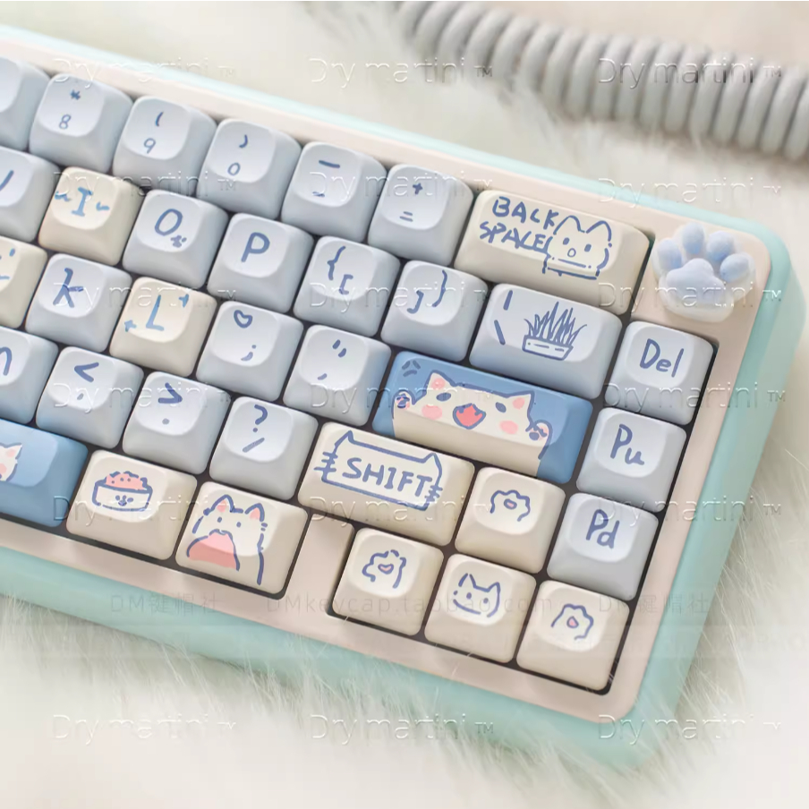 Jual Bijou BLUEBERRY BL147 Cute blue and white kitty cat PBT 145 keys ...