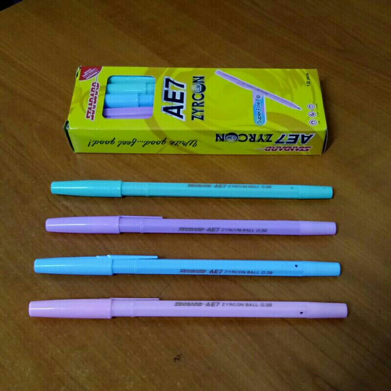 Jual [Pak - 12 Buah] Standard AE7 Zyrcon Black 0.38 Delta Tip Pen - Pulpen Hitam | Shopee Indonesia