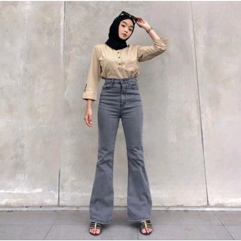 Jual Celana Cutbray Wanita Jeans Wash/Highwaist Celana Cutbry Strecht Kekinian | Shopee Indonesia