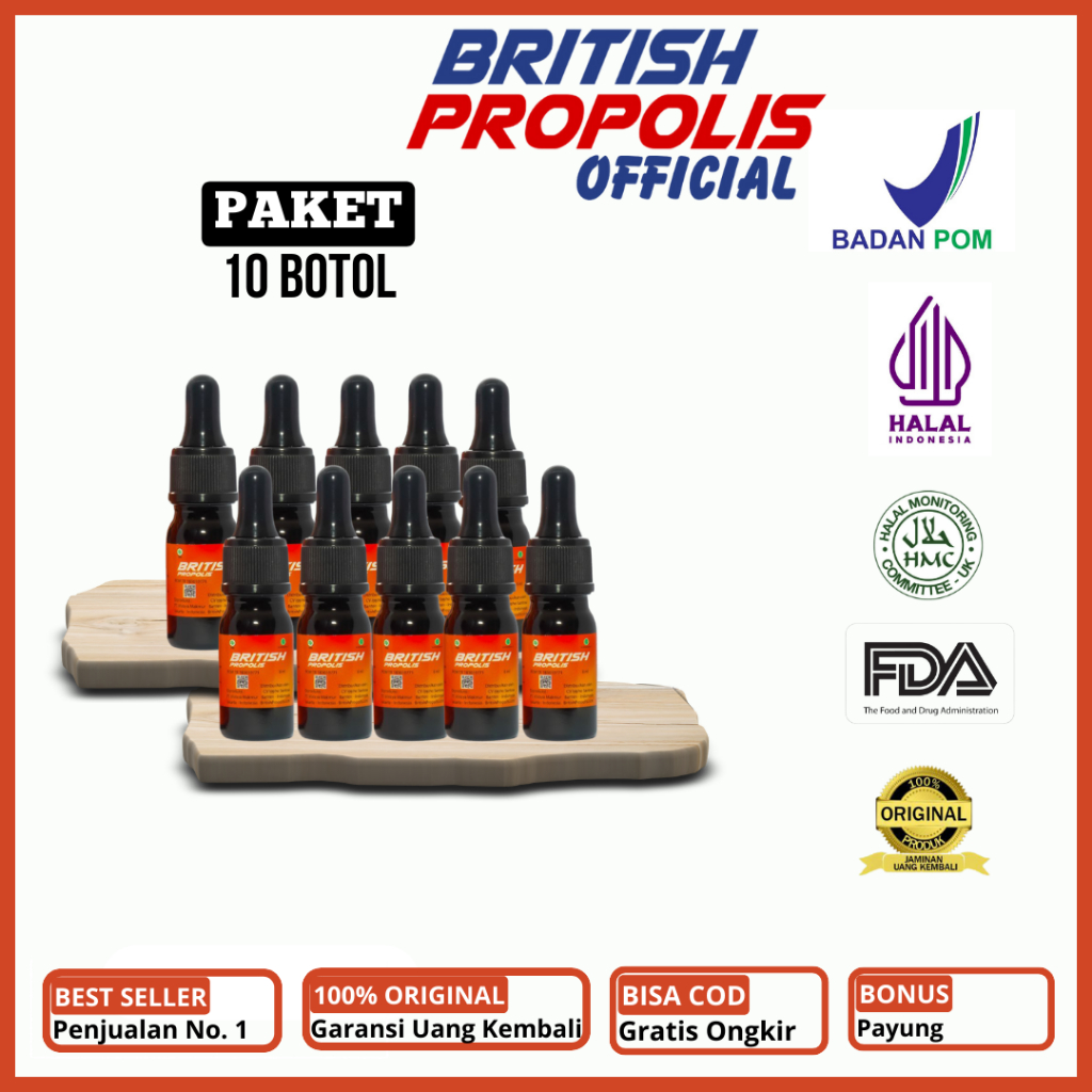 Jual British Propolis Paket 10 Botol Mengatasi Kolesterol Diabetes Asam ...