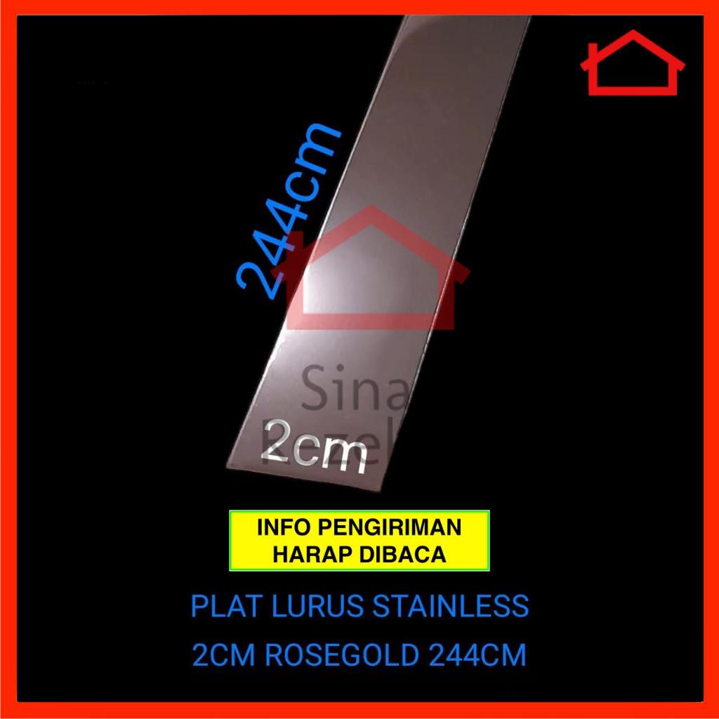 Jual Plat Lurus 2 cm Stainless Steel Rose Gold / List Strip 20 mm Lis ...