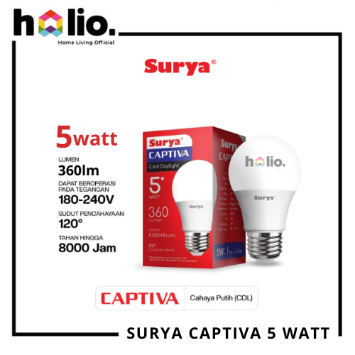 Jual Holio Surya CAPTIVA Lampu LED Bulb Cahaya Putih Cool Daylight 5W ...