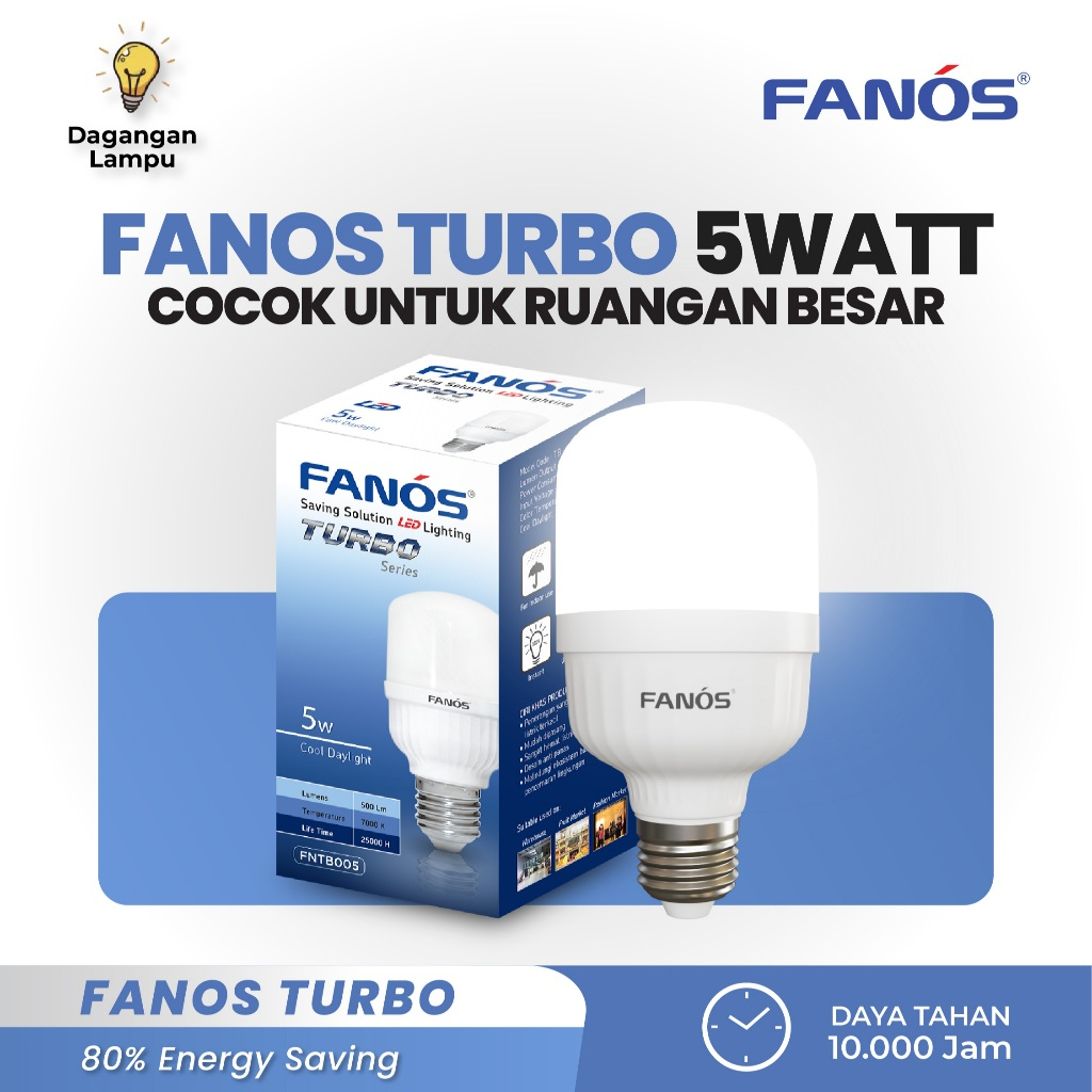 Jual FANOS Turbo 5 Watt Lampu Led Light Bulb (CDL) - Cool DayLight ...