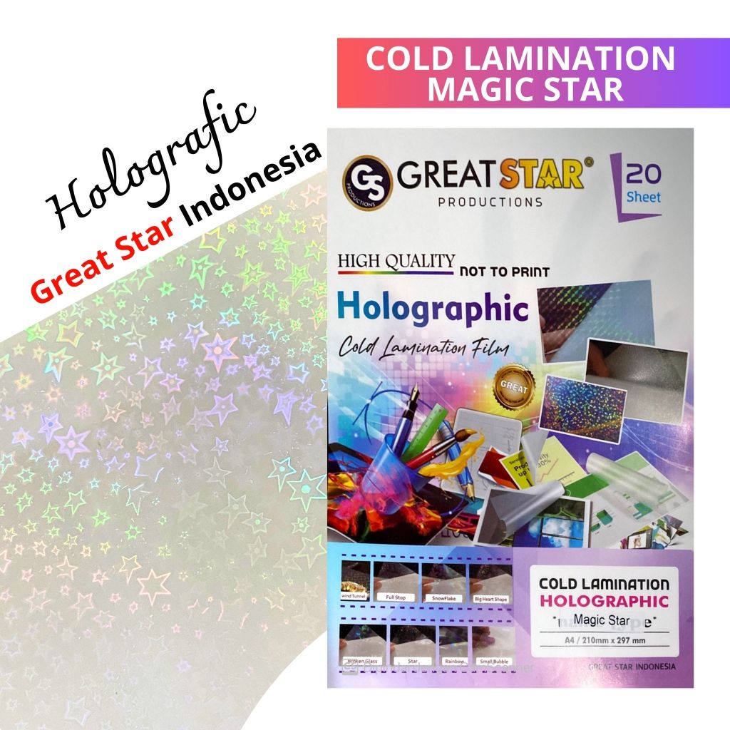 Jual COLD LAMINATION MAGIC STAR HOLOGRAFIC A4/20 LEMBAR | Shopee Indonesia