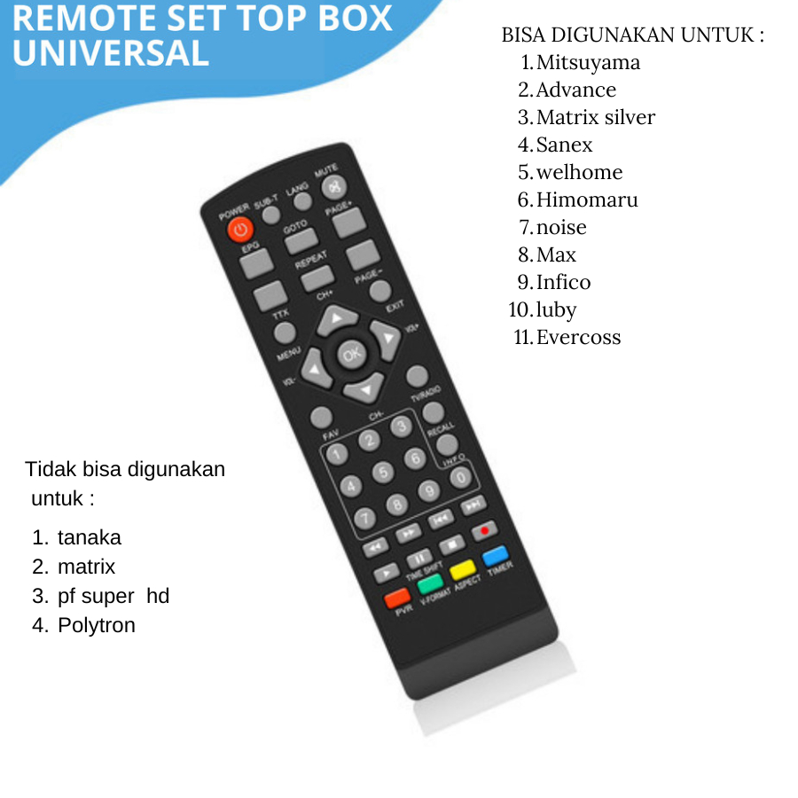 Jual REMOTE SET TOP BOX UNIVERSAL REMOTE DVB-T2 REMOTE UNIVERSAL REMOT STB | Shopee Indonesia