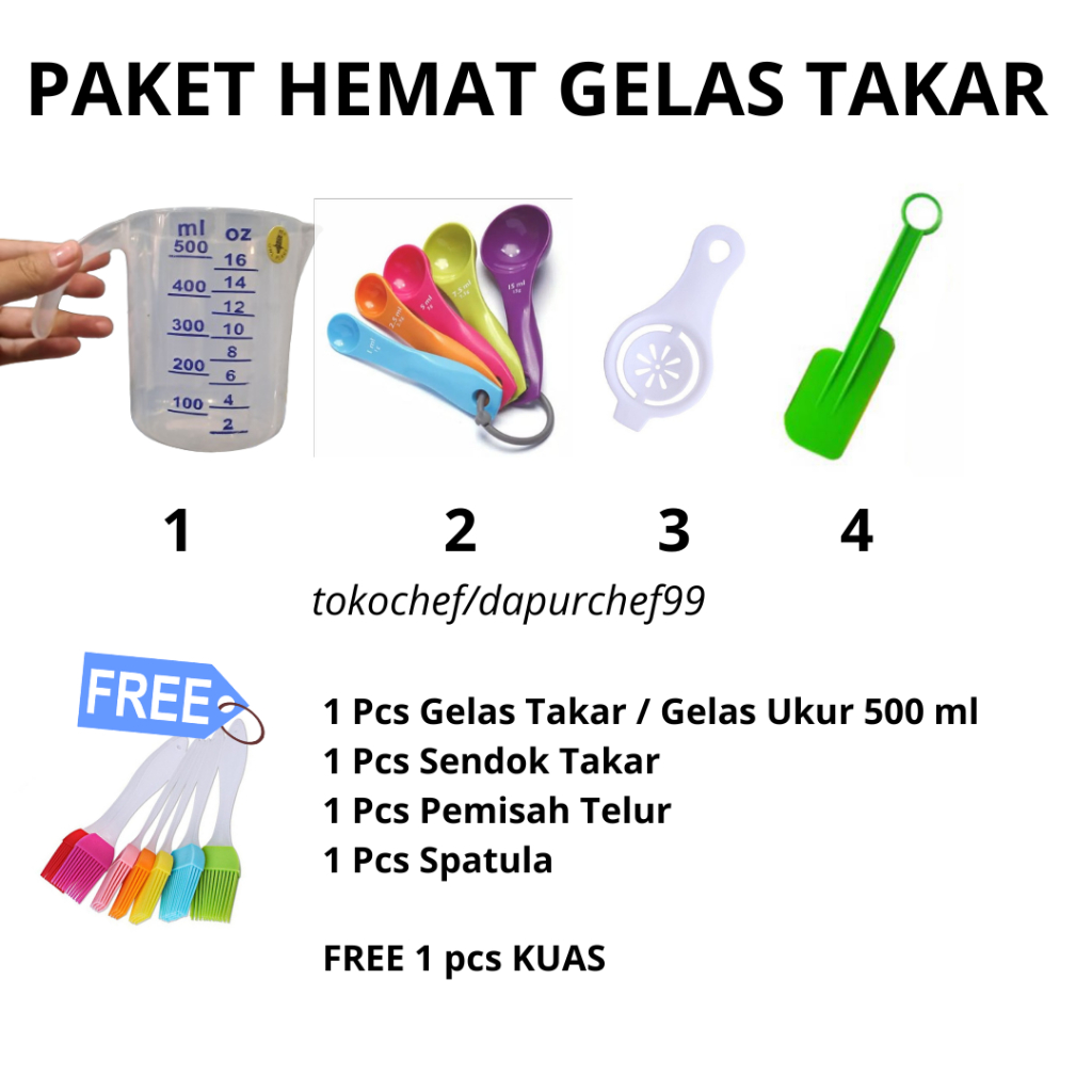 Jual 1 SET Paket Hemat Lengkap Gelas Takar 500mil + Sendok Takar 5 PCS ...