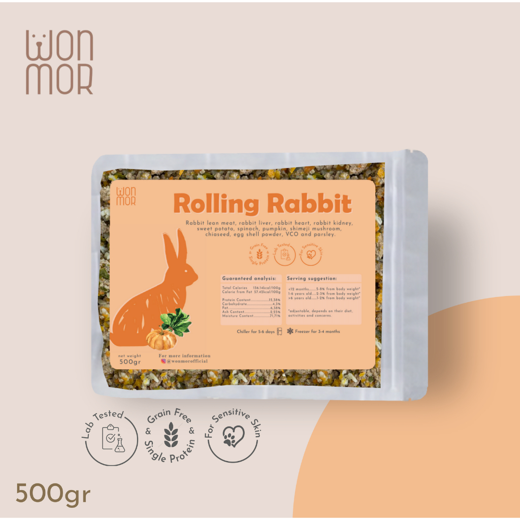 Jual ROLLING RABBIT - WONMOR 500gr Cooked Food For Dogs - Makanan ...