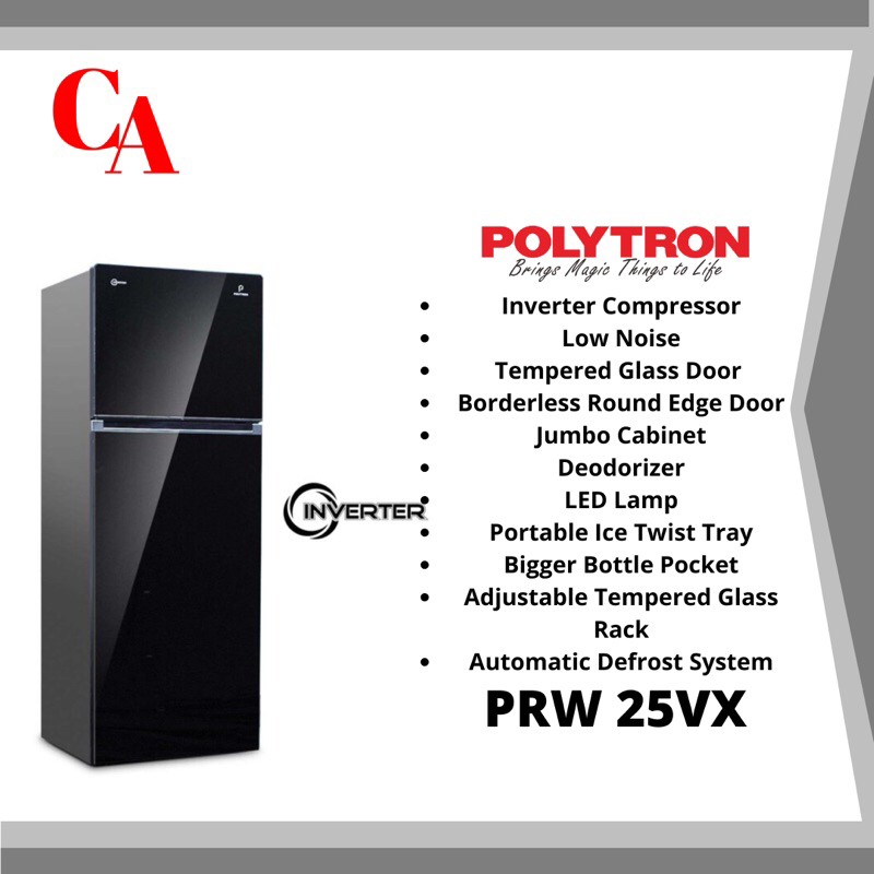 Jual POLYTRON kulkas 2 pintu belleza jumbo inverter 240 liter PRW 25VX ...