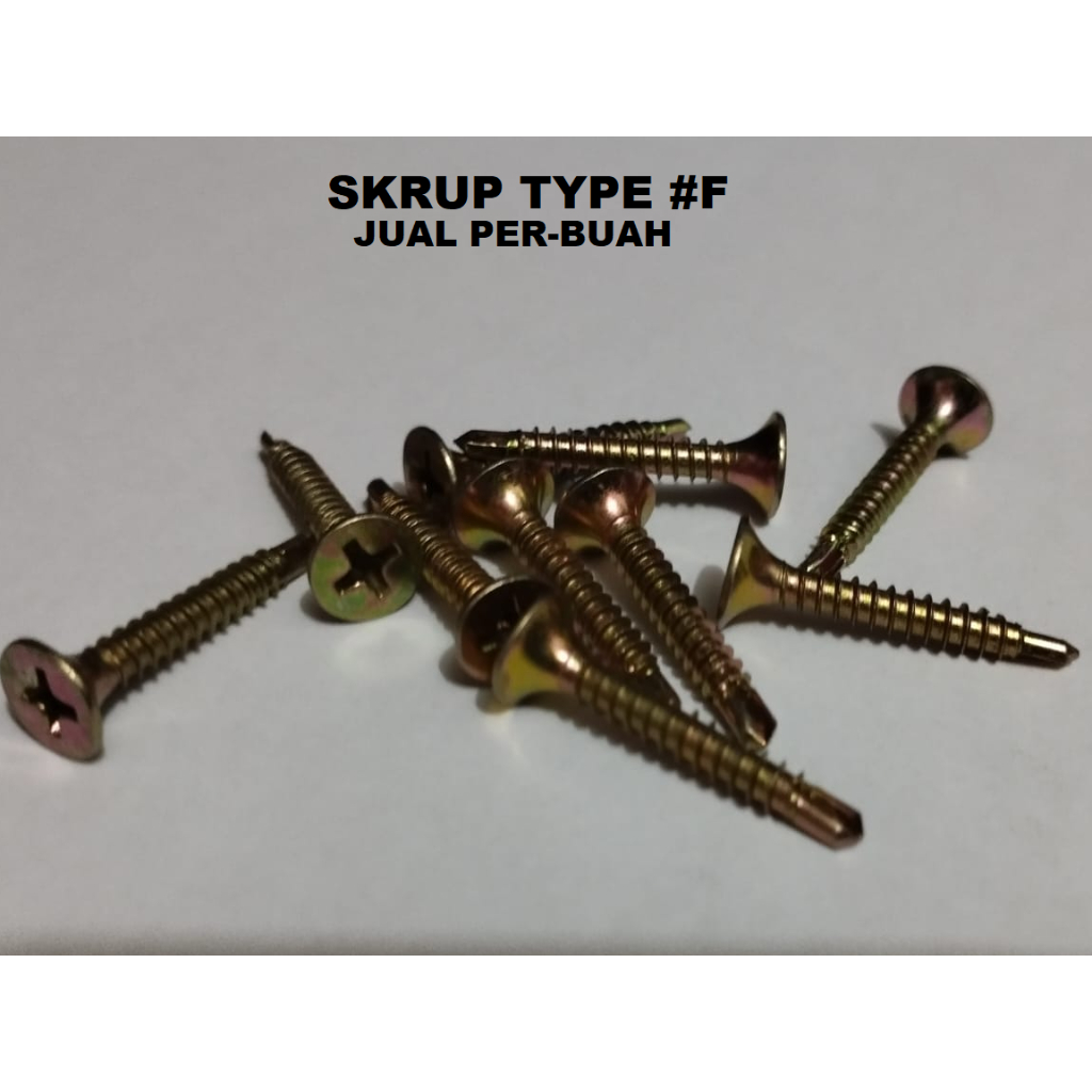Jual Per 10 buah Skrup Type F 10 x 2 inch Screw Pengencang Gypsum Baja ...