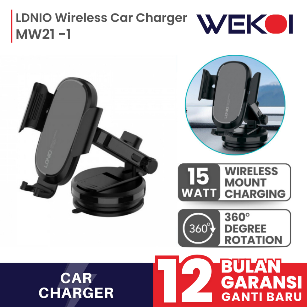 Jual Stand Handphone Wireless Charger LDNIO MW21-1 15 Watt Phone Holder Car Fast Charging 360 ...