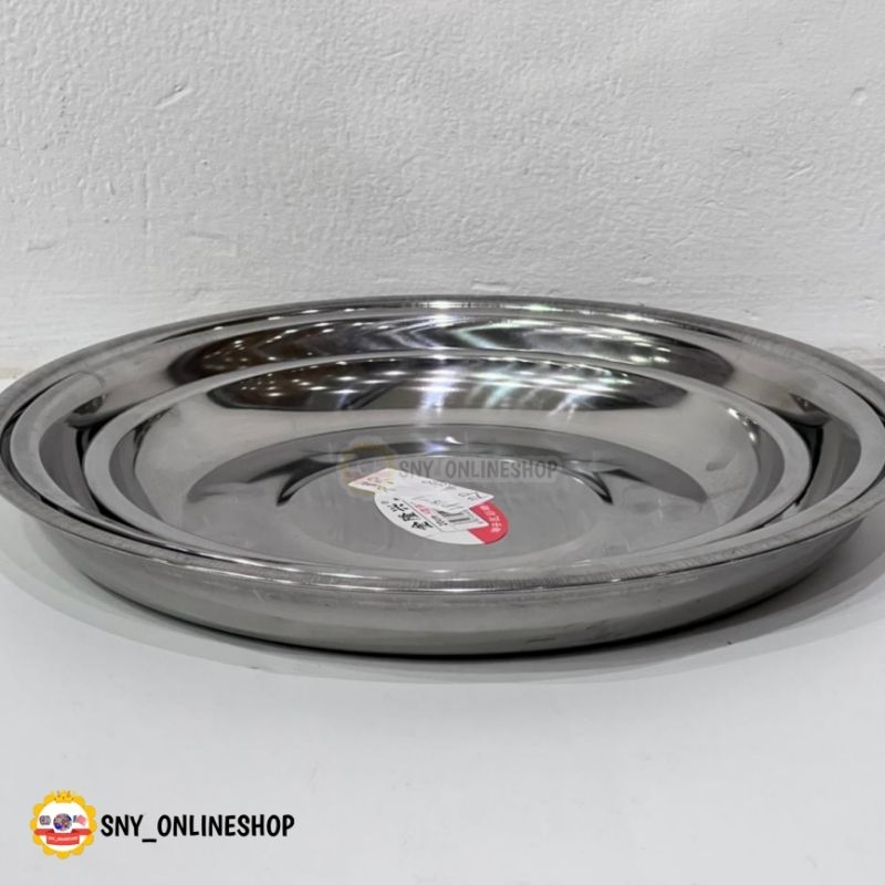 Jual Piring Makan Dalam Bulat 20cm Stainless Tebal Piring Buah Nasi ...