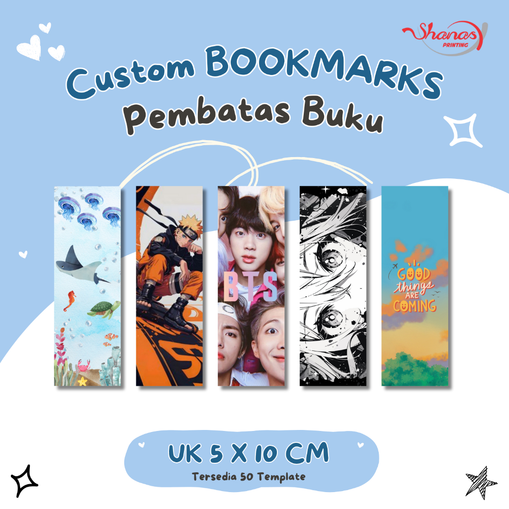 Jual Cetak Custom BOOKMARKS (Pembatas Buku) Art Carton 260gsm FREE ...