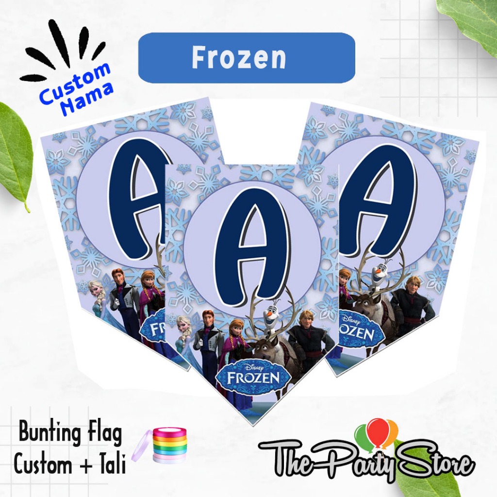 Jual Banner Bunting Flag Happy Birthday Karakter Frozen/Banner Custom ...