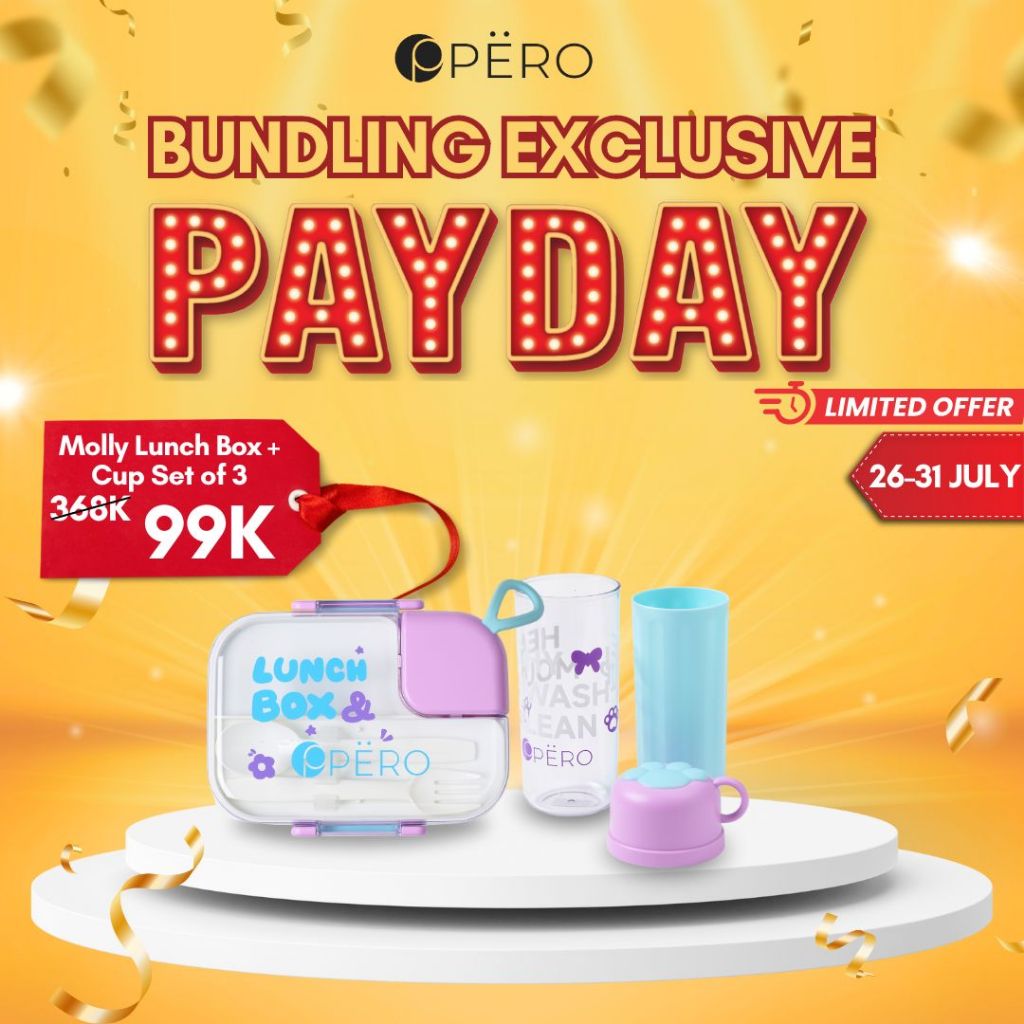 Jual Pero Bundling Molly Lunch Box Set with Cutlery 1300ML & Travel Cup ...