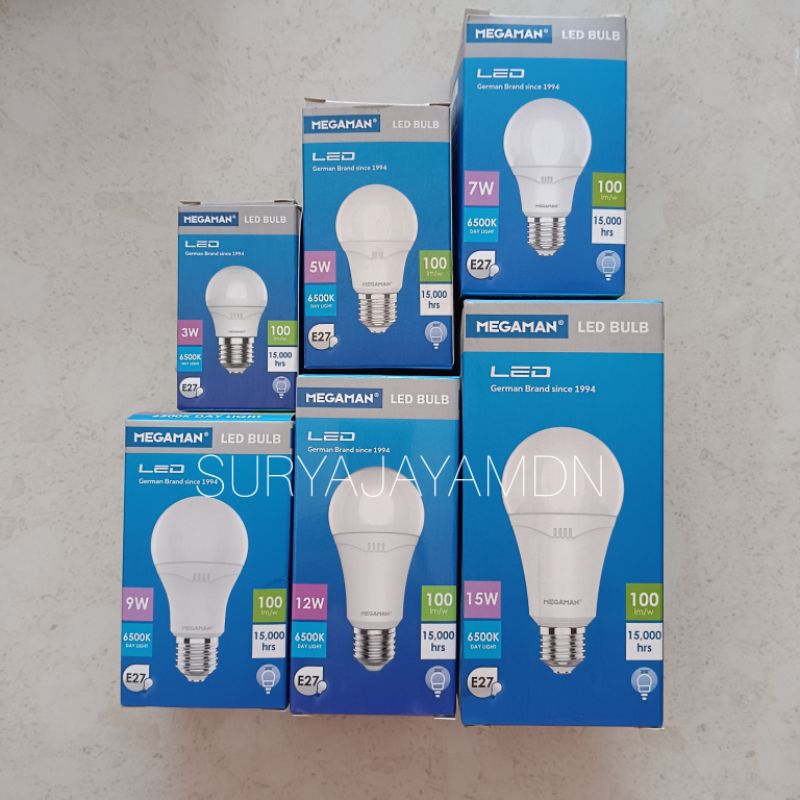 Jual MEGAMAN BOLA LAMPU LED A BULB 3/5/7/9/12/15 WATT CAHAYA PUTIH | Shopee Indonesia