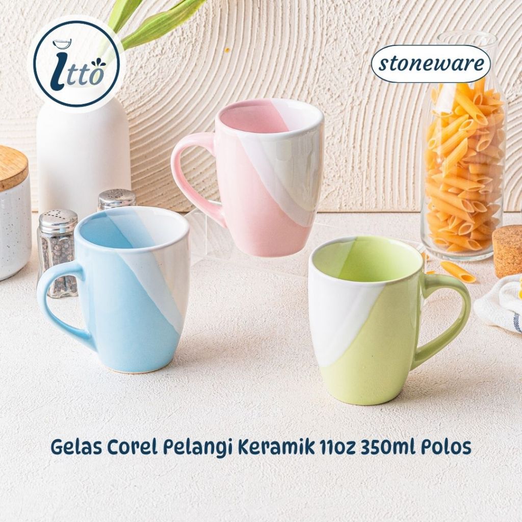 Jual Gelas Mug Corel Pelangi Stoneware Keramik 11oz 350ml Polos ...