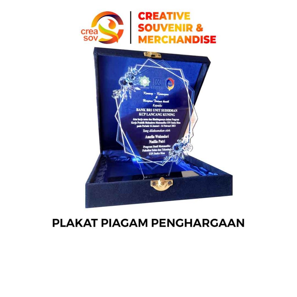 Jual Creasov Plakat Akrilik + Box Bludru 19 x 13,5 cm, Plakat Piagam ...