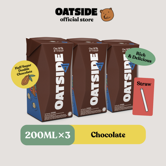 Jual OATSIDE Oat Milk Chocolate Straw (Kemasan dengan Sedotan) 200ml x 3 pcs | Shopee Indonesia