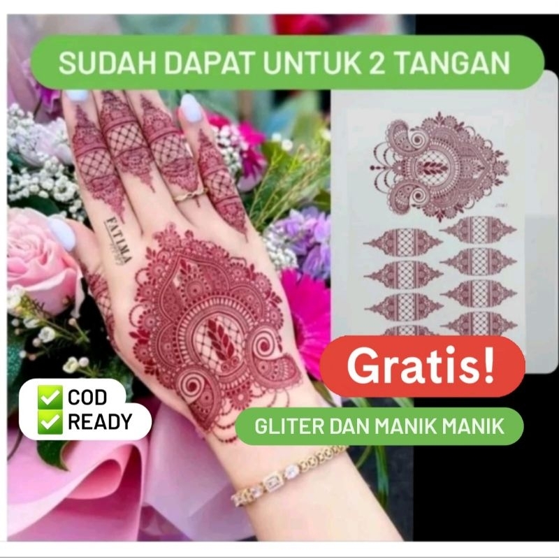 Jual HENNA INSTAN (Gratis Gliter & Manik manik) HENNA TEMPEL, HENNA STIKER MARON 1 Lembar bisa ...