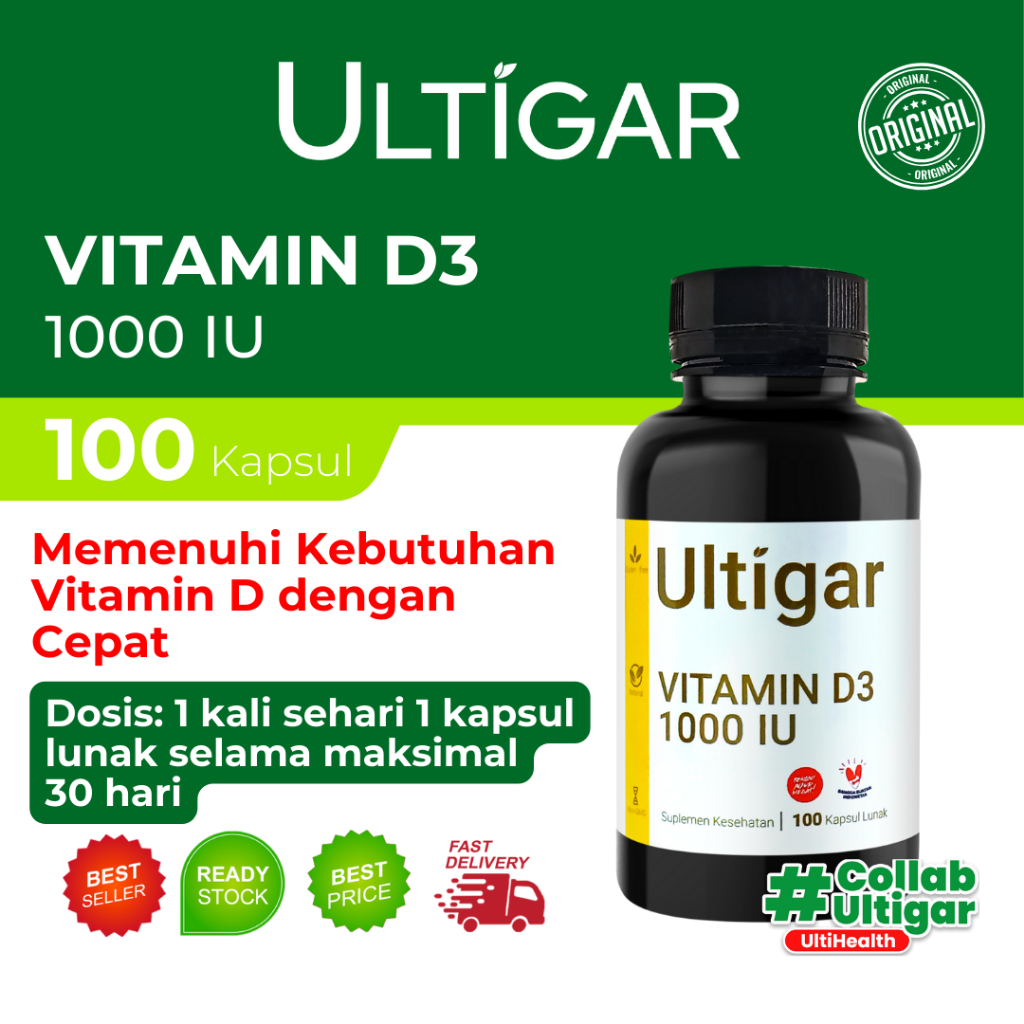 Jual Ultigar Vitamin D3 1000 Iu Botol Isi 100 Kapsul Lunak Natural 4644