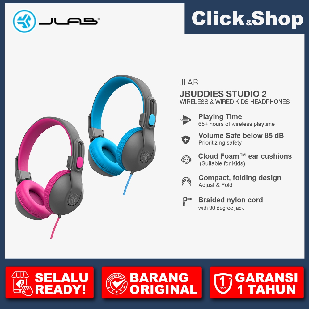 Jual JLab JBUDDIES Studio 2 Kids Wired Headphone Headset Anak Cewek ...