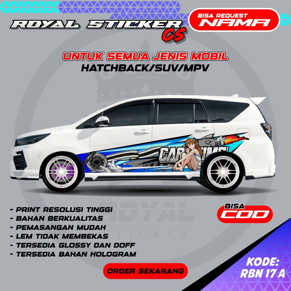 Jual RBN 17-STIKER DECALL DESIGN THAILOOK SEMUA MOBIL INNOVA, FORTUNER ...