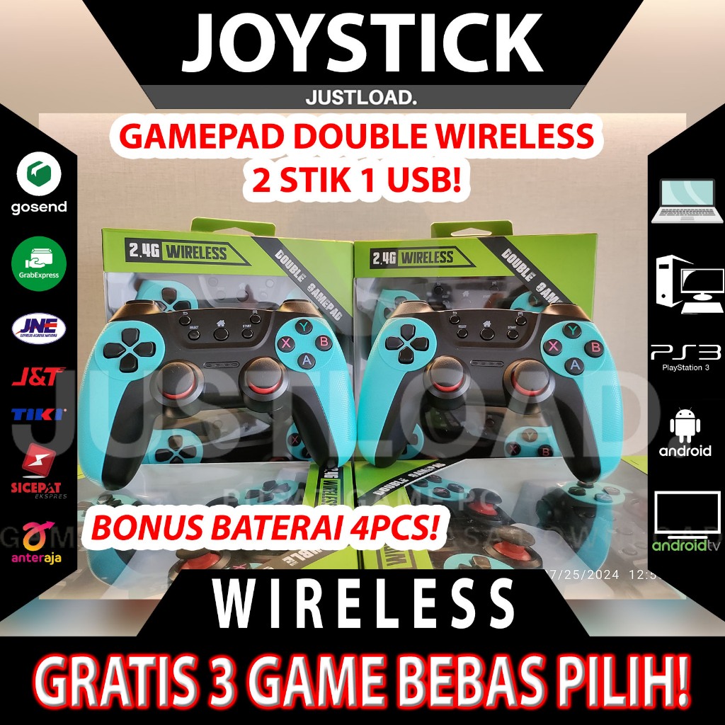 Jual Gamepad Double Wireless Pc Ps3 Hp Tv Android Joystick Komputer Stick Laptop Wire Less