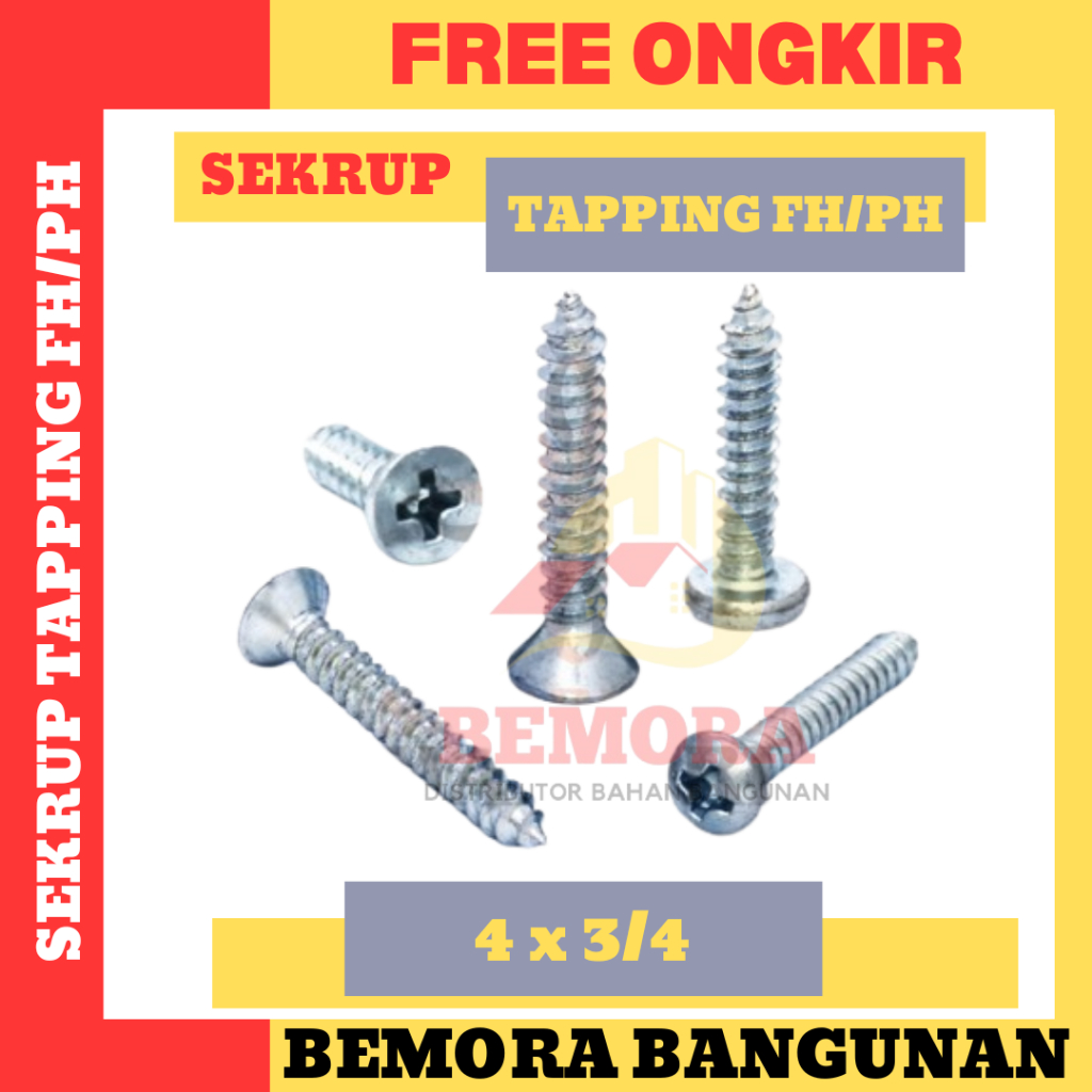 Jual Sekrup Tapping / Tapping Screw HPL FH+ 4x3/4 | Shopee Indonesia