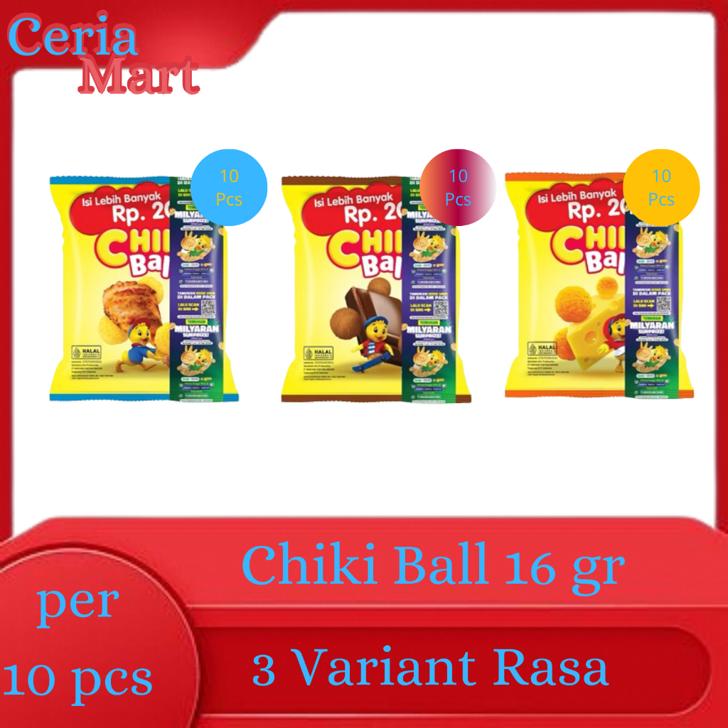 Jual CHIKI BALLS 16 GR PER RENCENG \ PER 10 PCS SNACK Cemilan | Shopee ...